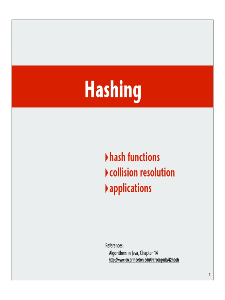 Hashing: Hash Functions Collision Resolution Applications | PDF ...