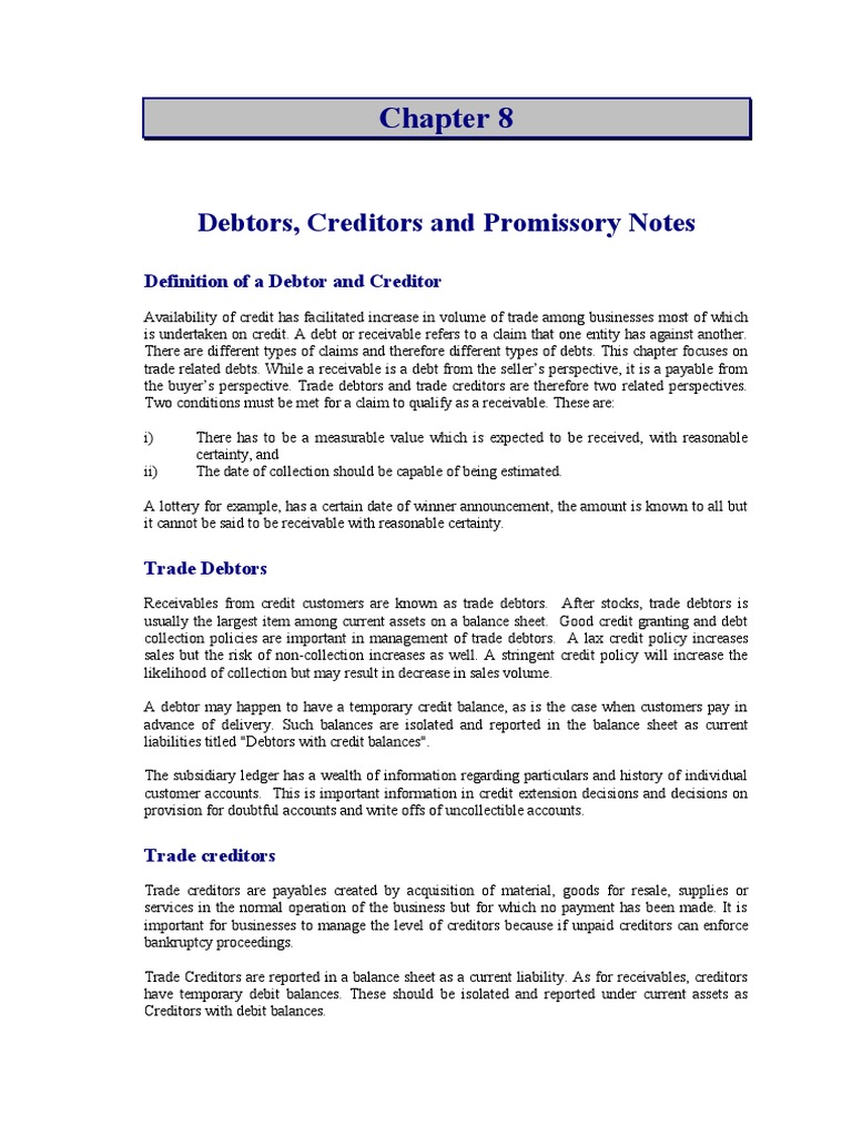 8 Debtors, Creditors, and Promisory Notes | PDF | Debits And Credits ...