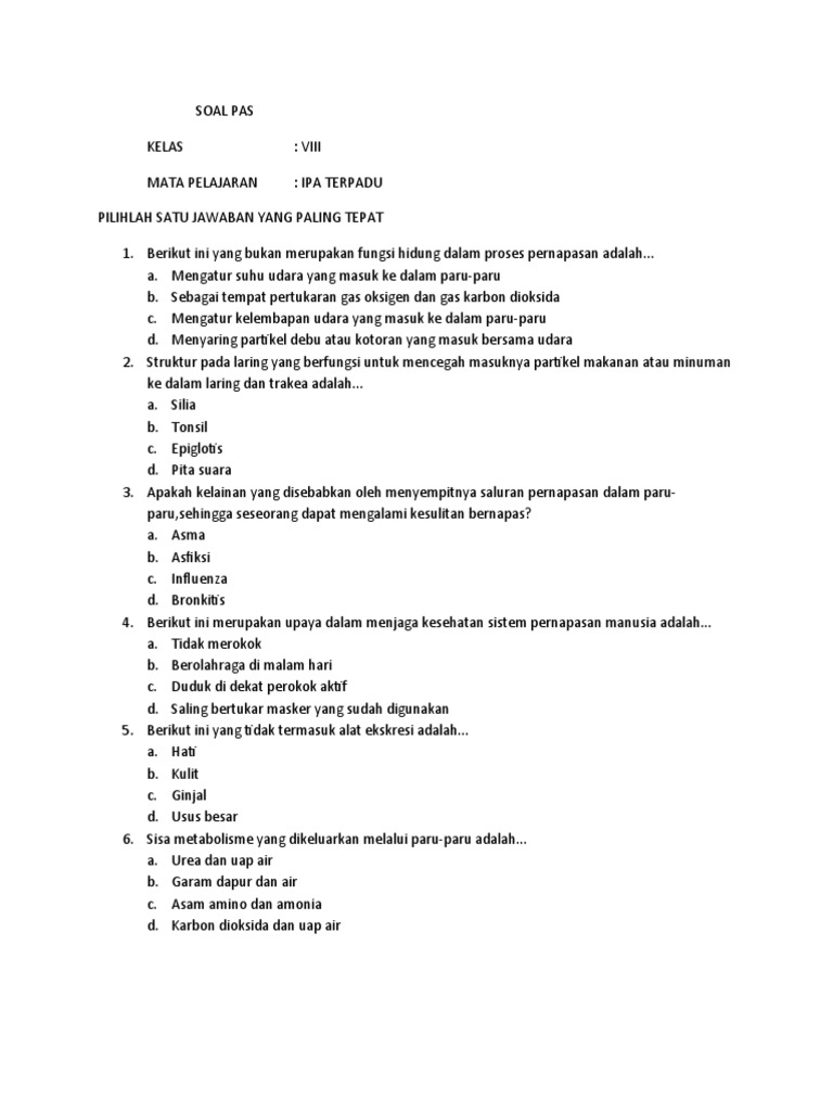 Soal Pas Ipa Diana - Kelas Viii | PDF