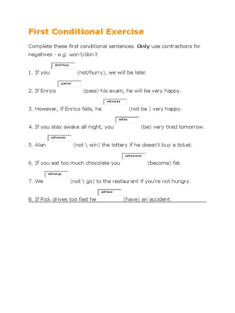 1st Conditional Exercises | PDF