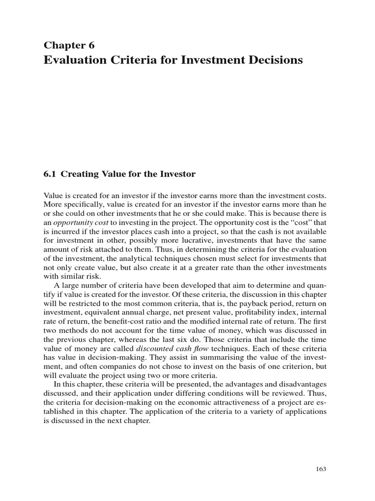 Investment Criteria | PDF | Investing | Financial Economics