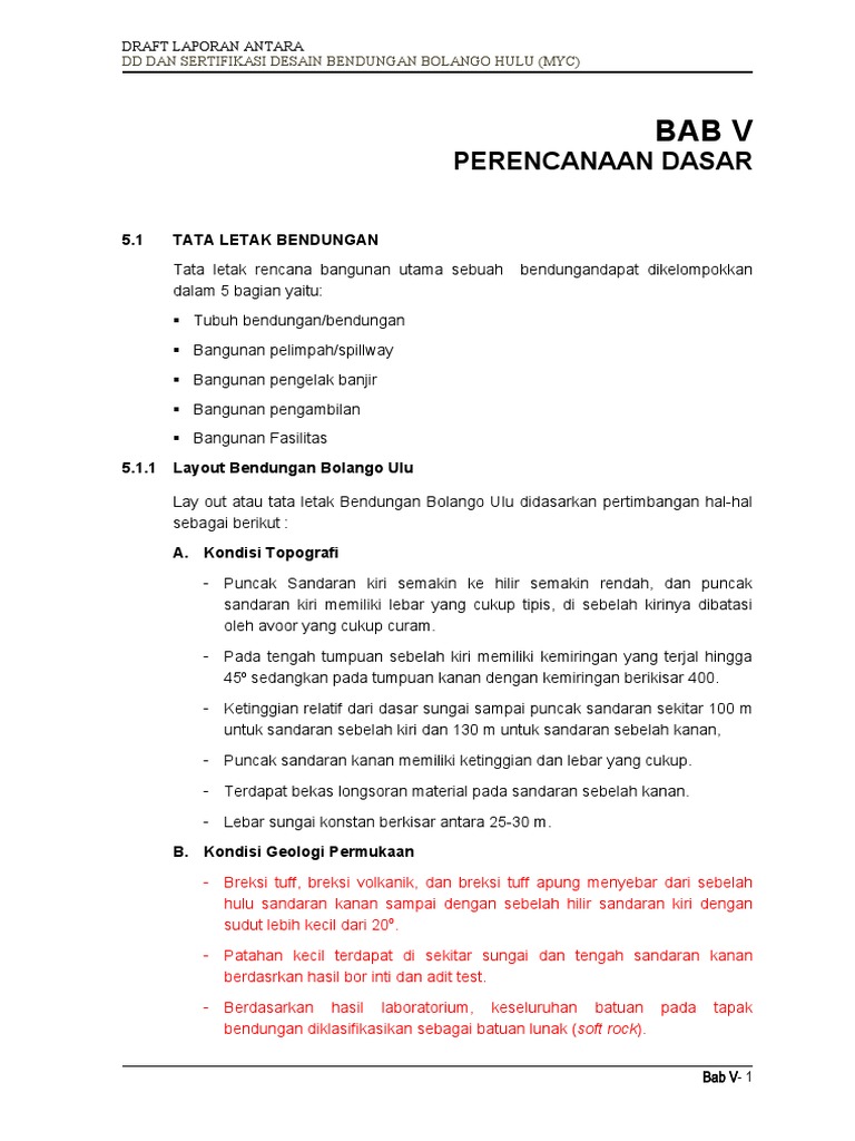 Bab 5 Perencanaan Dasar Bendungan Bulango Hulu-R2 | PDF