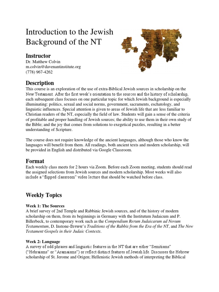 Illuminating the New Testament through Jewish Sources: An Exploration ...