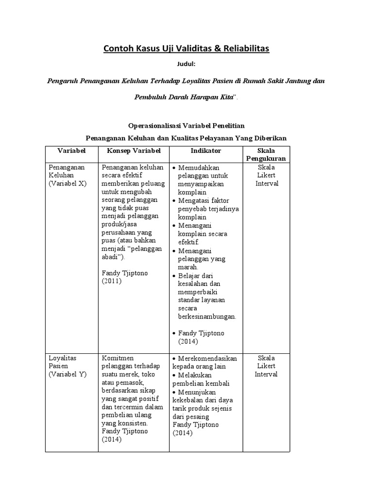 Contoh Kasus Uji Validitas | PDF