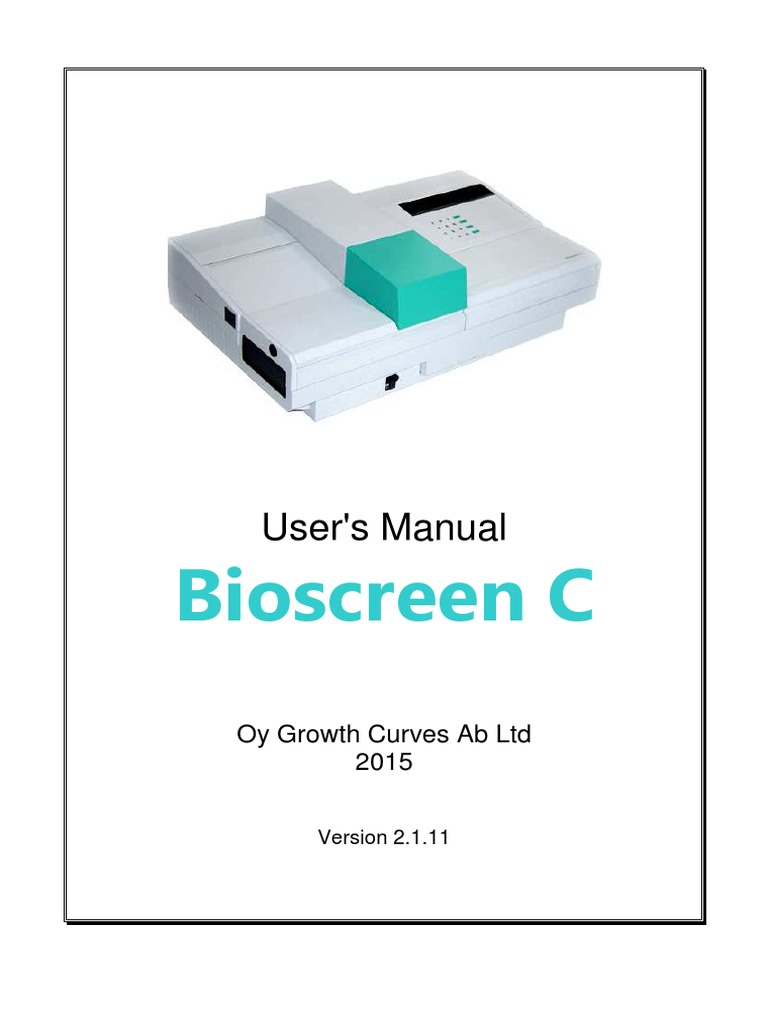 Bioscreen User Manual 2015 | PDF | Chemistry | Chemicals