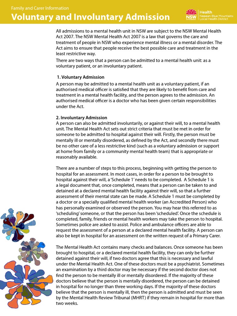 Fact Sheet-Voluntary and Involuntary Admission | Download Free PDF ...