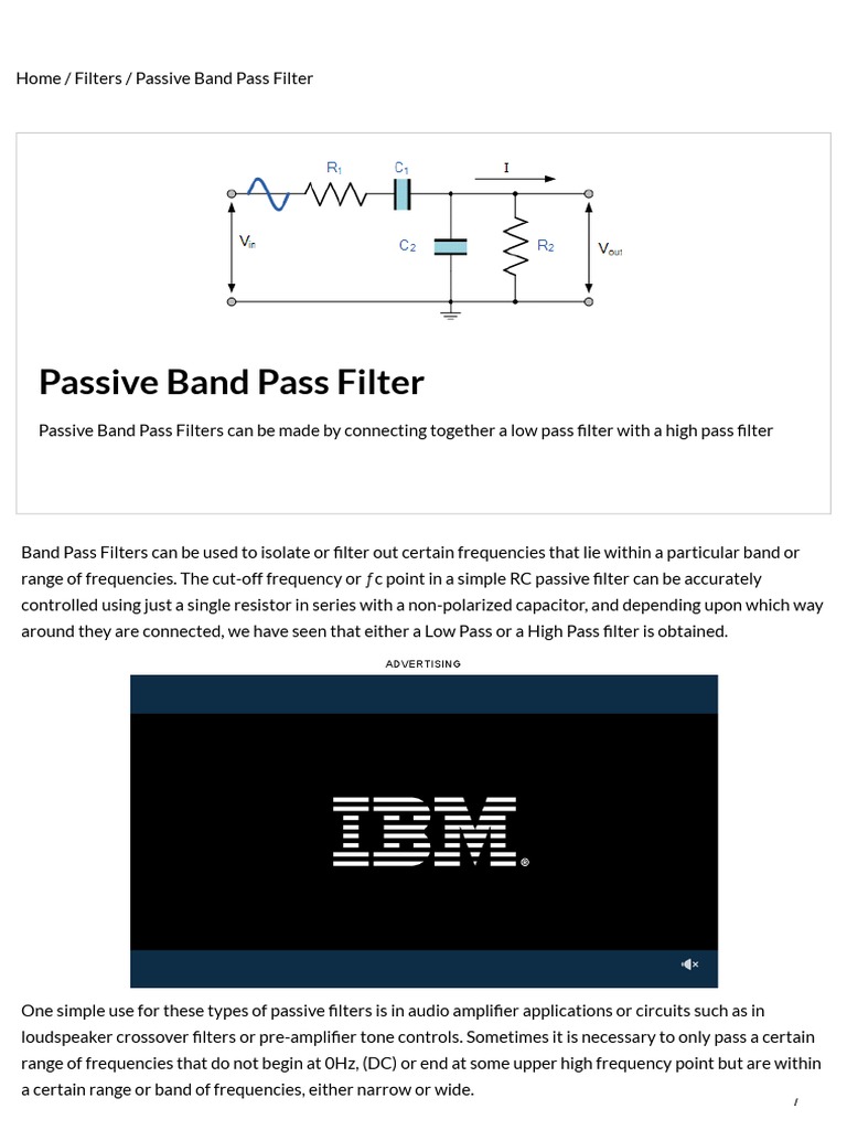Passive Band Pass Filter Explained | PDF | Low Pass Filter | Electronic ...