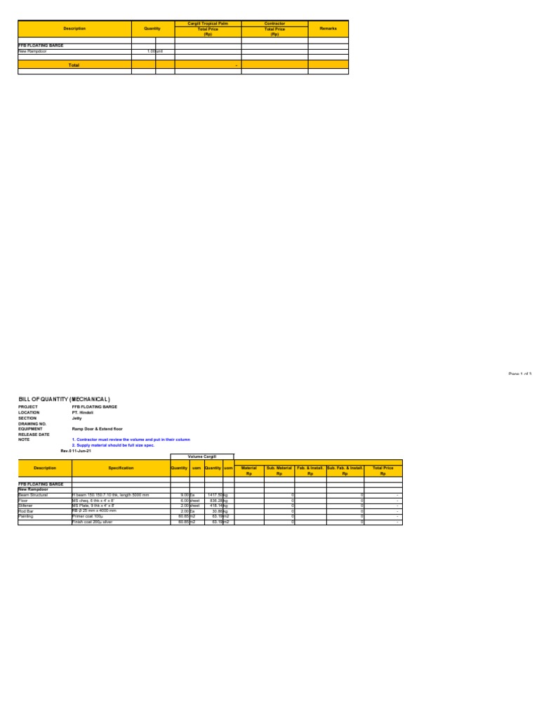 BoQ Extend Ramp Door Pontoon-Blank (1) Hindoli | PDF | Building ...