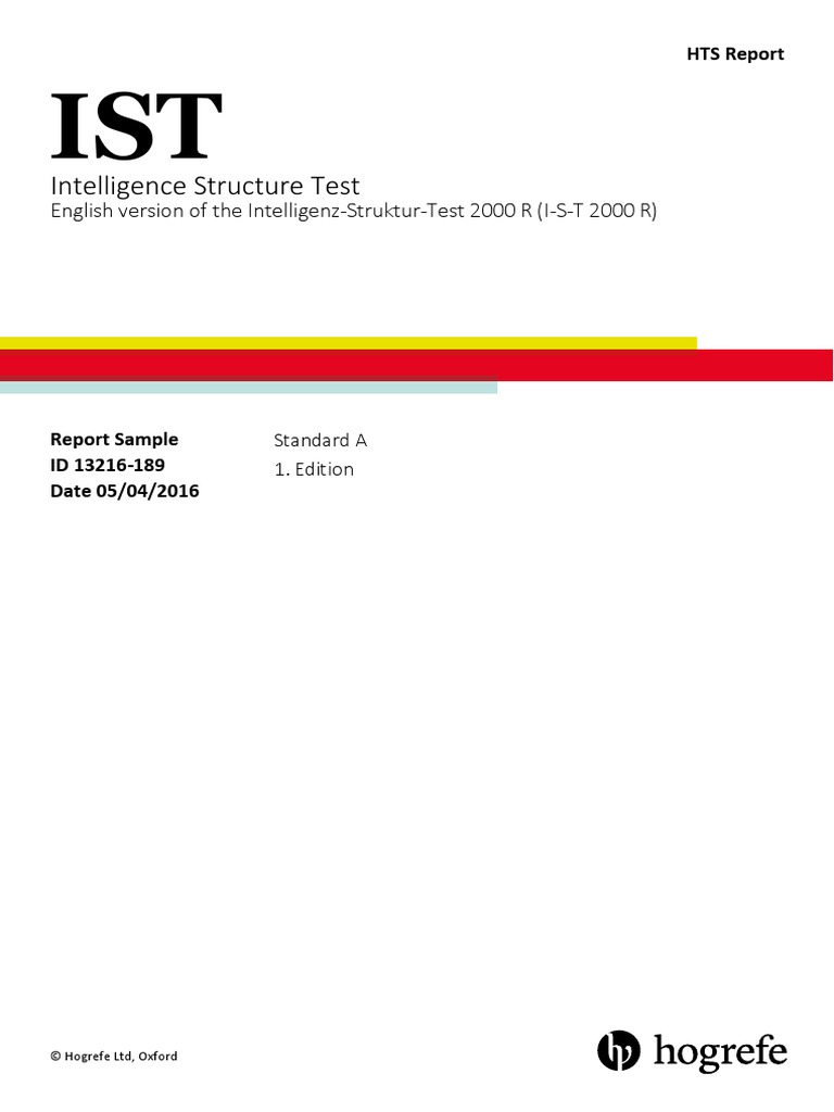 Intelligence Structure Test: English Version of The Intelligenz ...