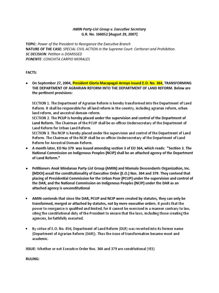 3 AMIN Party-List Group v. Executive Secretary | PDF | Presidents Of ...