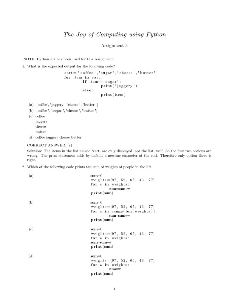 The Joy of Computing Using Python: Assignment 3 | PDF | Control Flow | Software