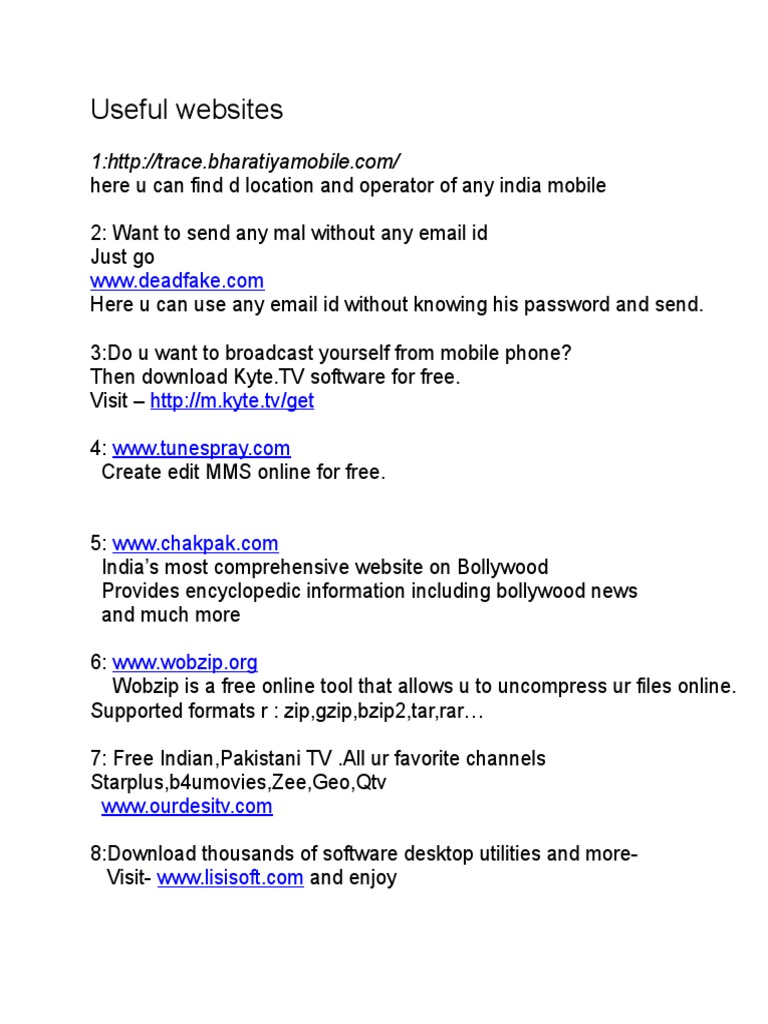 Essential Websites for Indian Users | PDF | Windows Xp | Computer ...