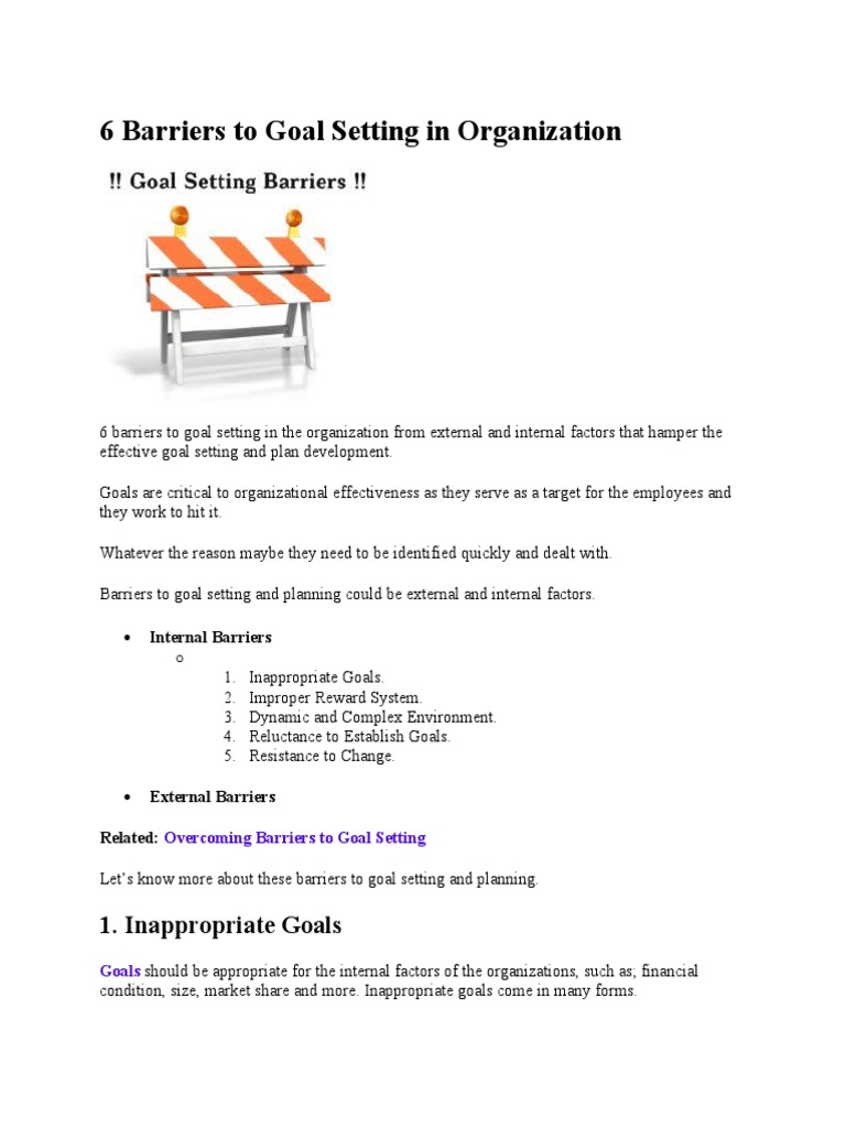 6 Barriers To Goal Setting in Organization | PDF | Goal Setting | Goal