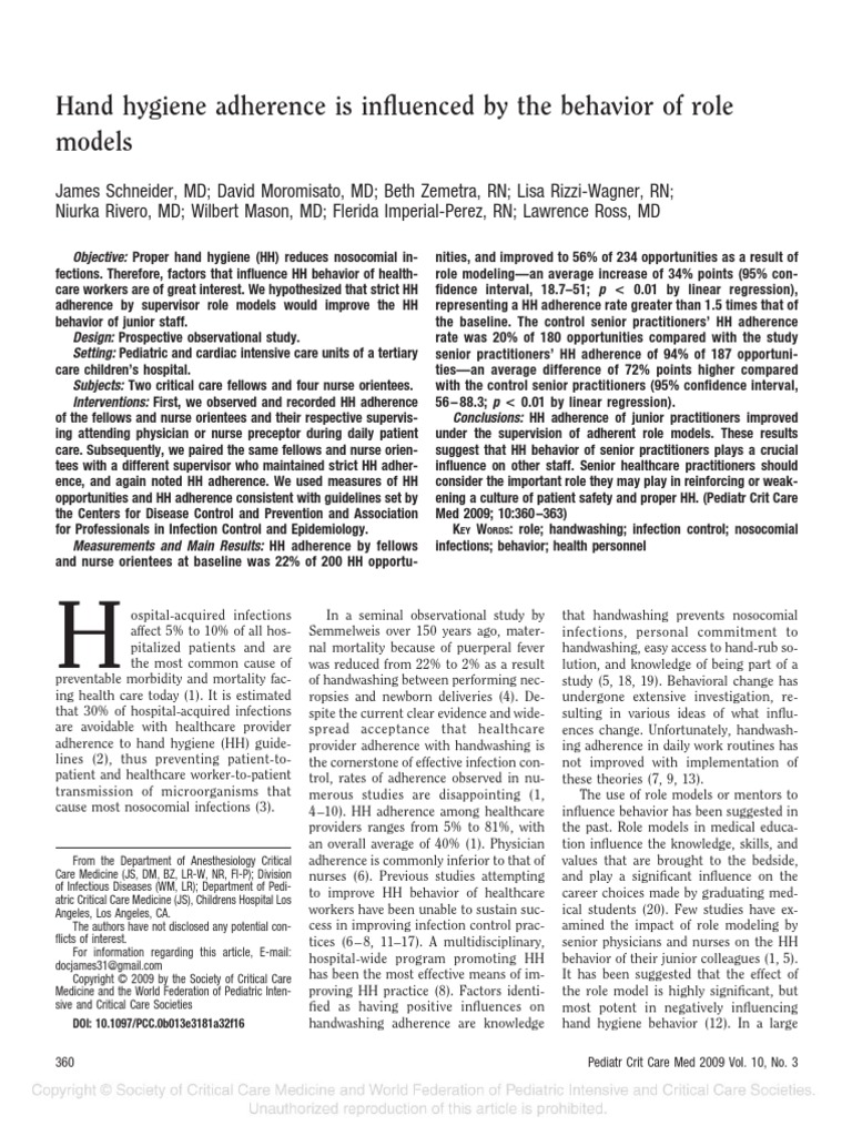Hand Hygiene & Role Models | PDF | Hospital Acquired Infection | Health ...