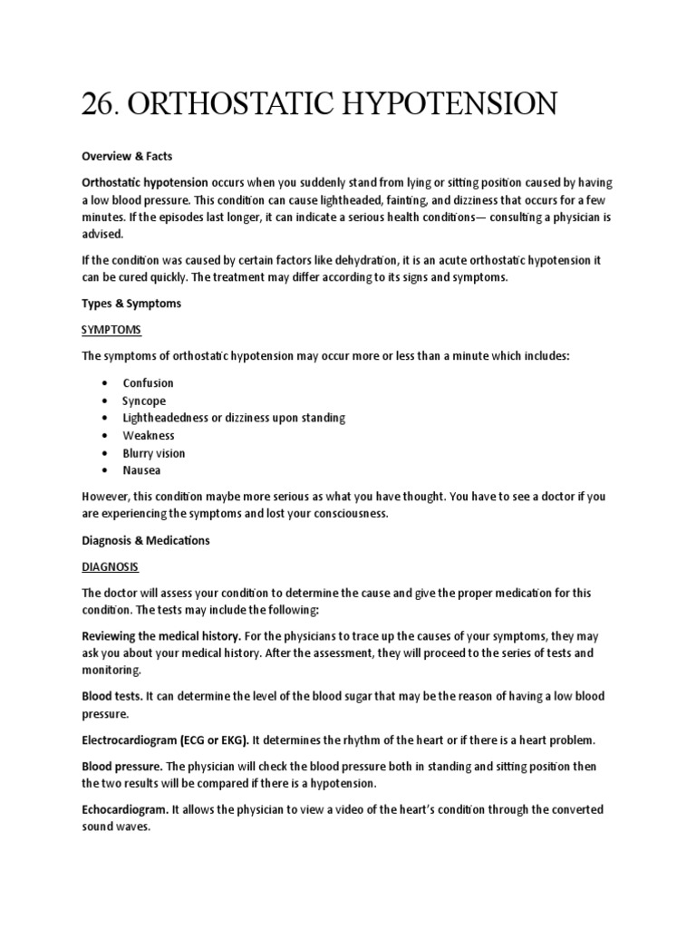 Orthostatic Hypotension | PDF | Wellness