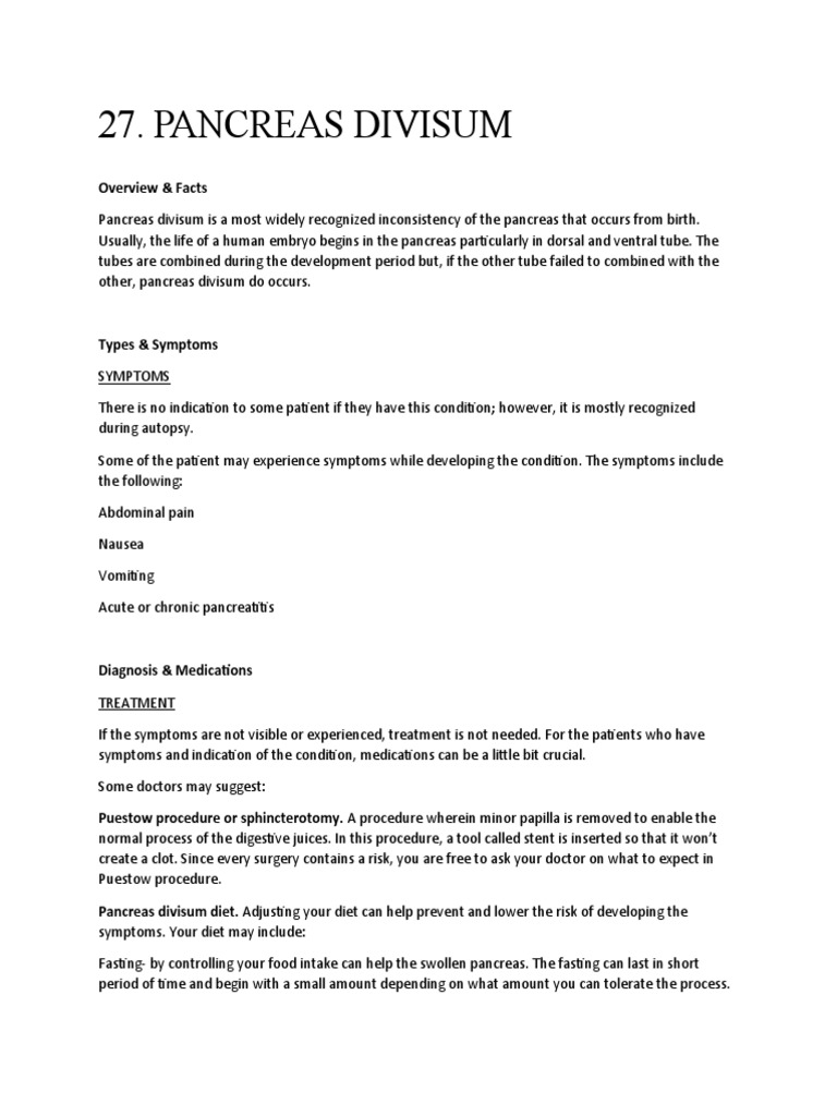 Pancreas Divisum: Overview & Facts | PDF | Wellness | Lifestyle