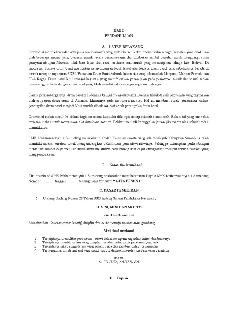 Program Kerja Drumband | PDF