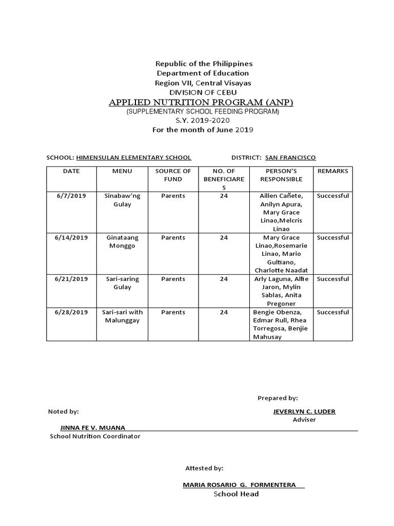Applied Nutrition Program (Anp) | PDF | Philippines