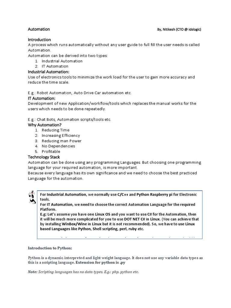 Python and Automation by Nitikesh | PDF | Python (Programming Language ...