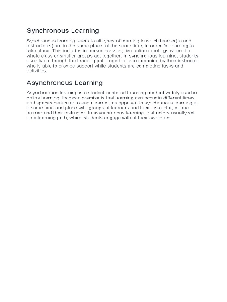 Synchronous Learning | PDF | Career & Growth