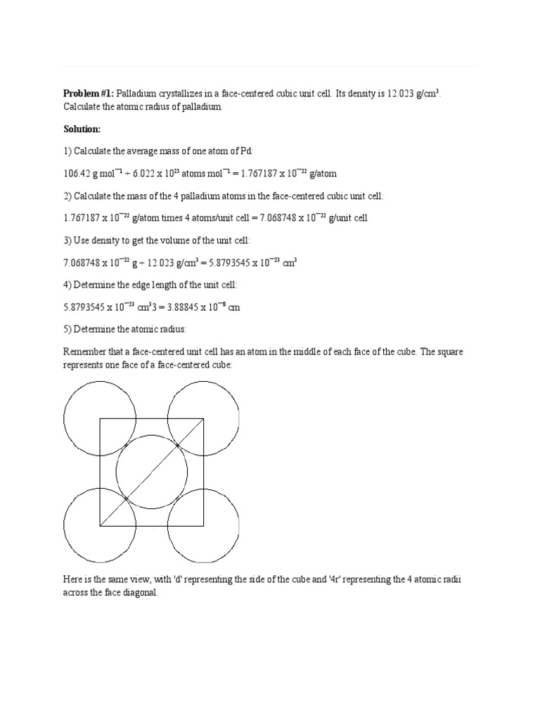 Calculating Atomic Radius in FCC Lattice | PDF | Crystal Structure ...