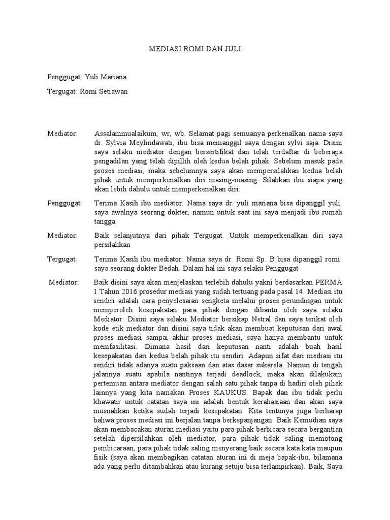 Mediasi Romi Dan Juli 2 | PDF