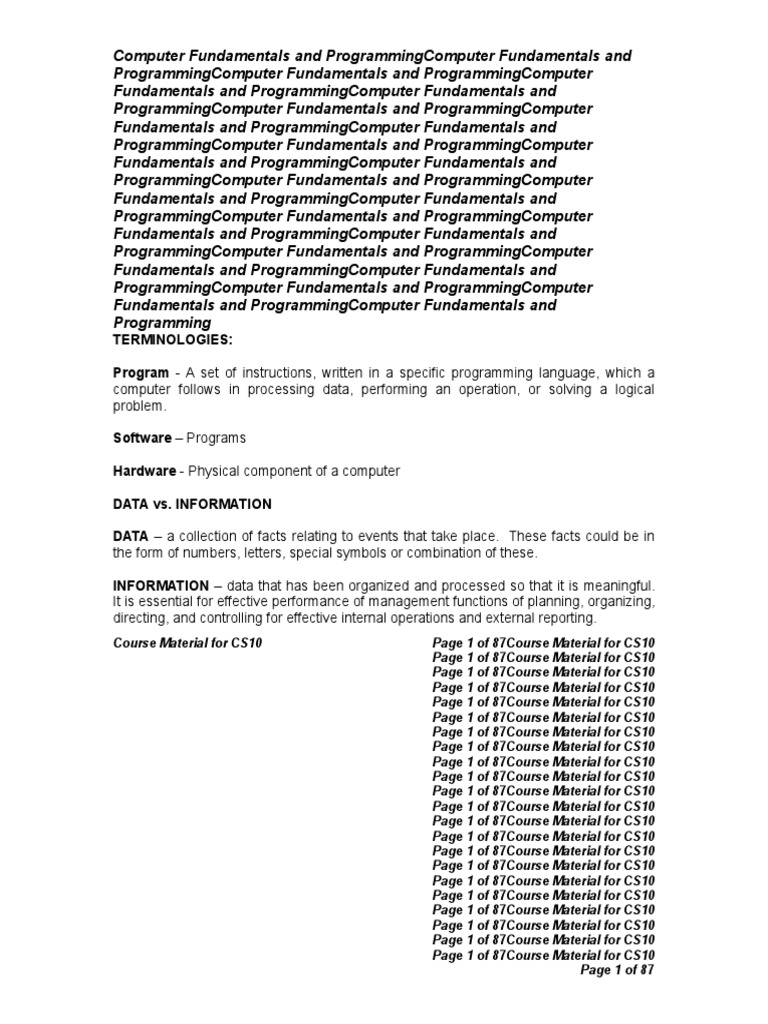 Course Material C++ | PDF | Computer Programming | Computer Program