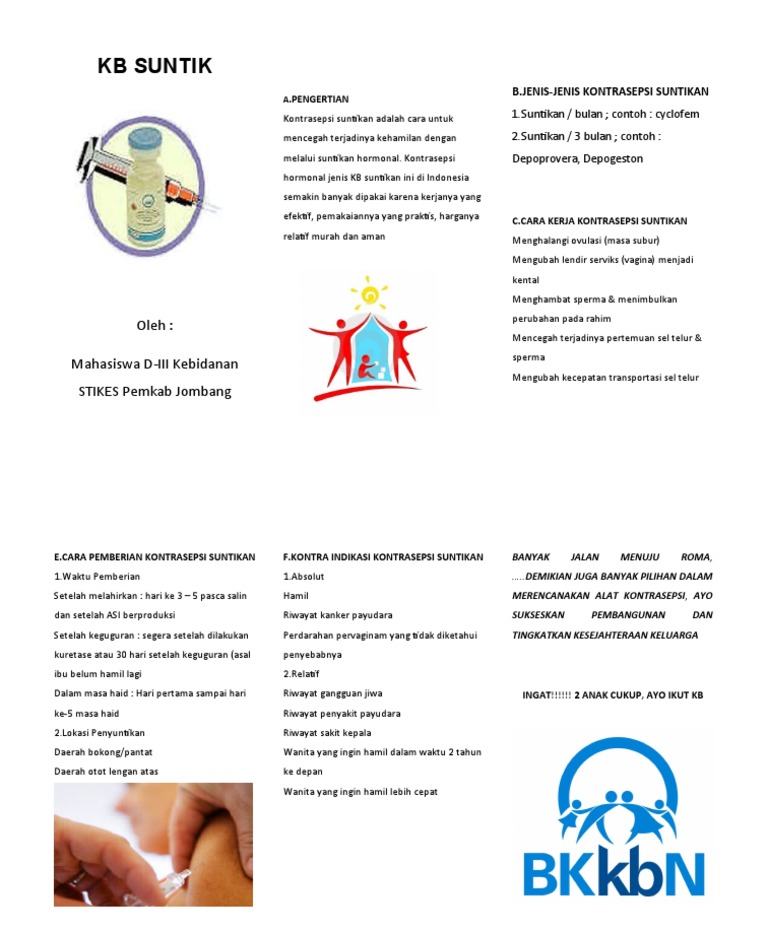 Leaflet Asuhan KB Suntik 3 Bulan | PDF