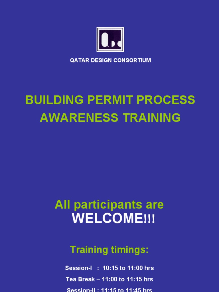 Building Permit Process Awareness Training: Qatar Design Consortium | PDF