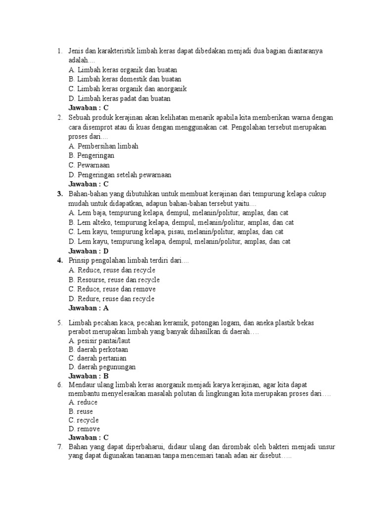 Soal Uas Prakarya Kelas 8 | PDF Soal Uas Prakarya Kelas 8 | PDF