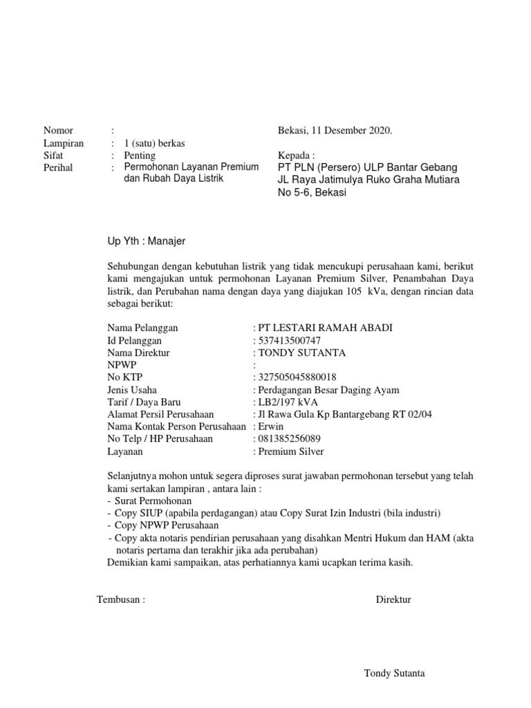 Draft - Surat Permohonan - PD Premium PT Lestari | PDF Draft - Surat Permohonan - PD Premium PT Lestari | PDF