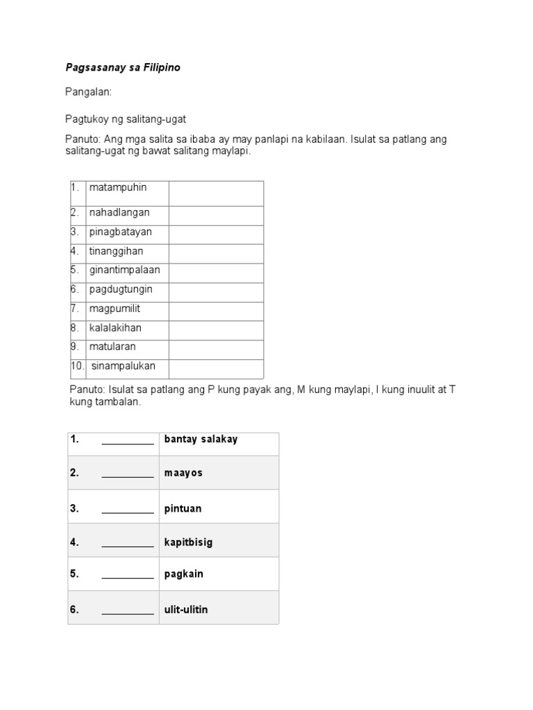 Pagsasanay Sa Filipino 8 | PDF