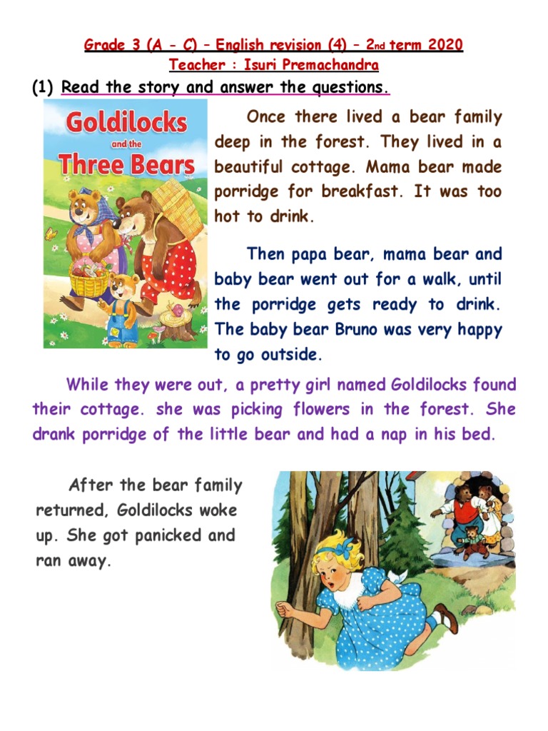Goldilocks and the Three Bears Summary | PDF