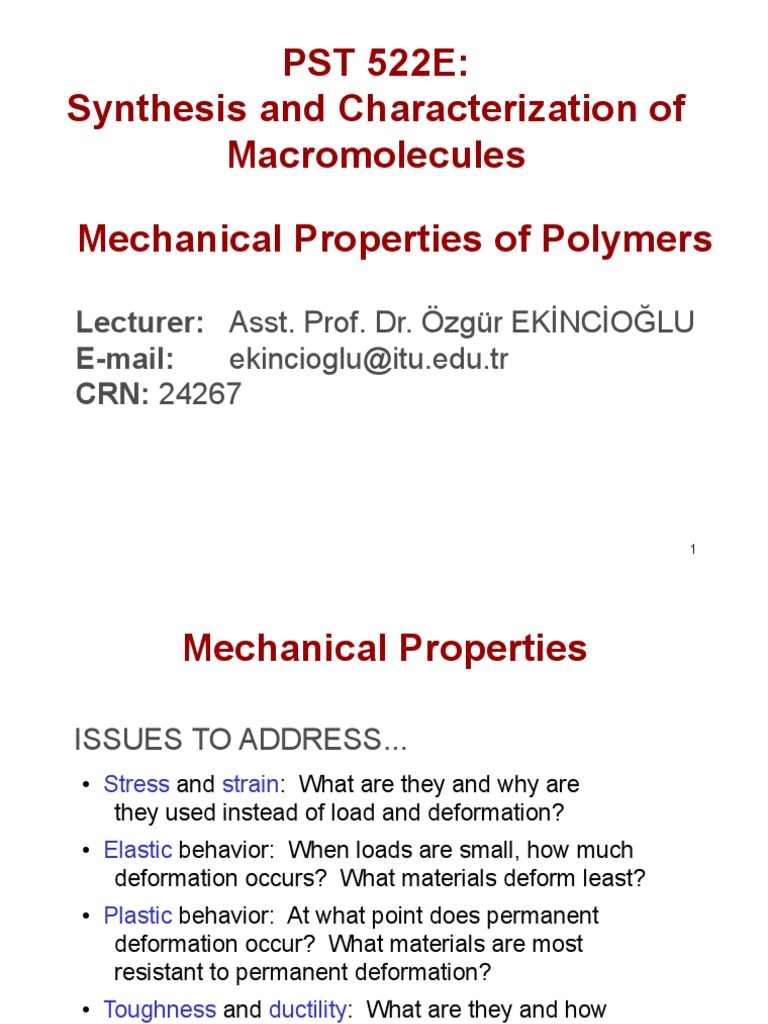 Mechanical Properties of Polymers | PDF | Deformation (Engineering ...