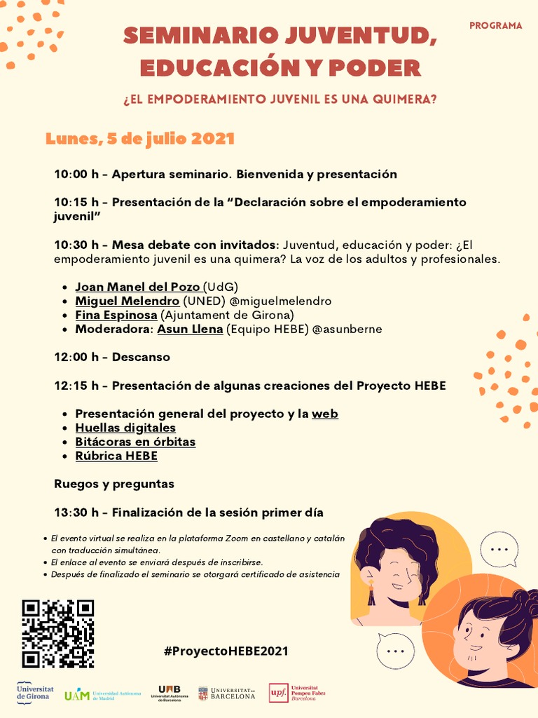 Seminario Juventud, Educación y Poder: ¿Es El Empoderamiento Juvenil Una Quimera? Proyecto HEBE ...
