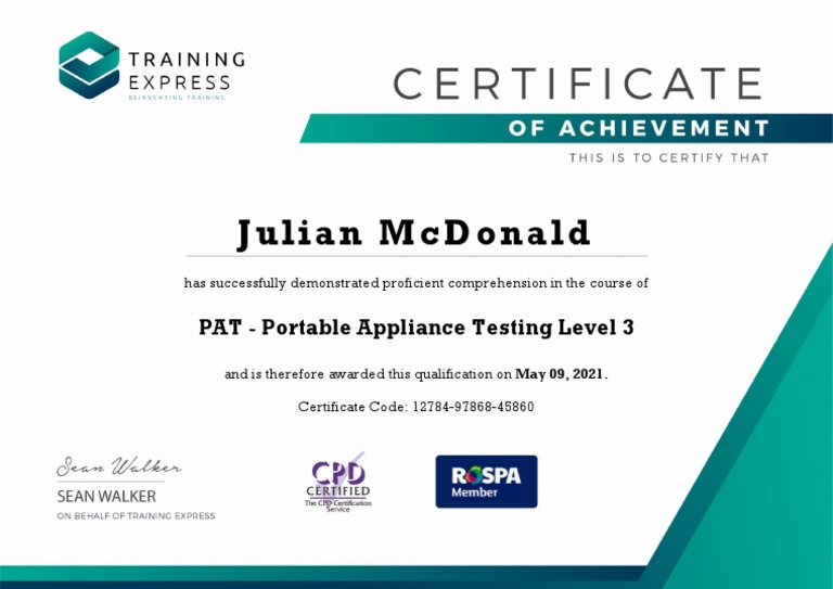 Julian McDonald: PAT Level 3 Certificate | PDF | Business