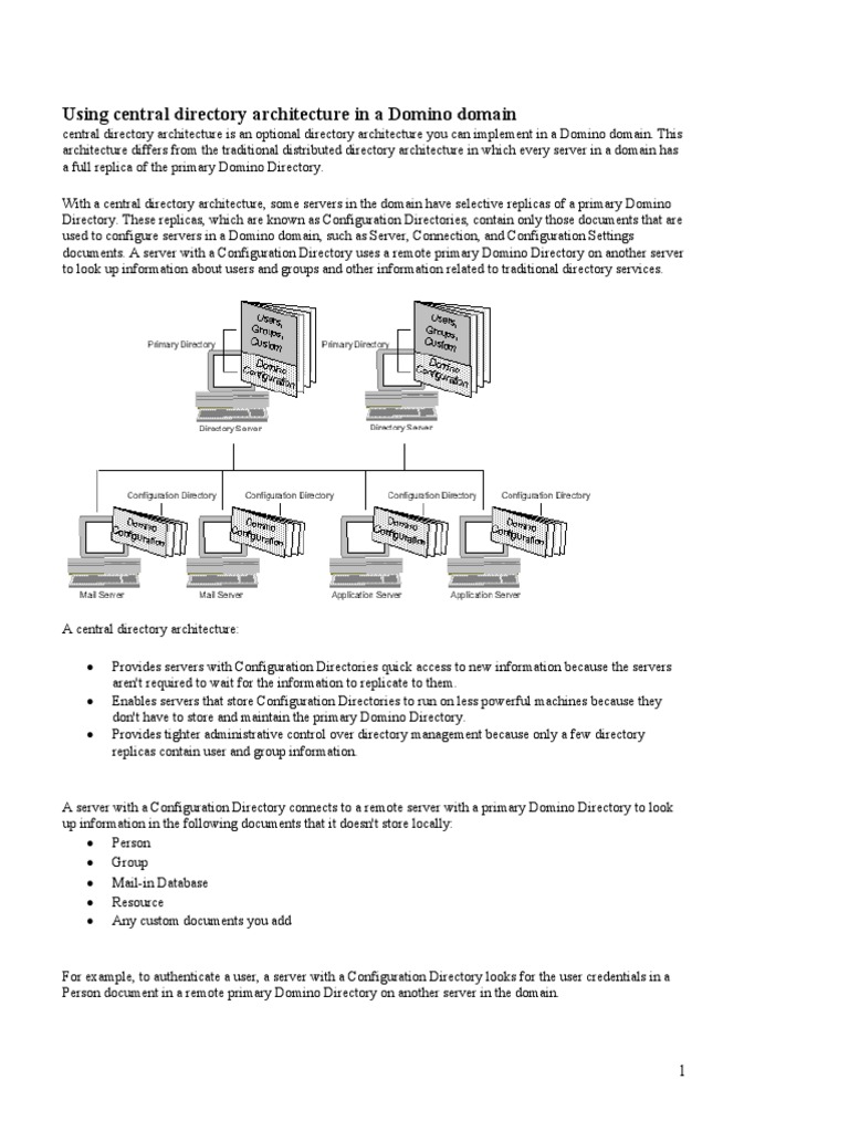 Using Central Directory Architecture in A Domino Domain | PDF ...