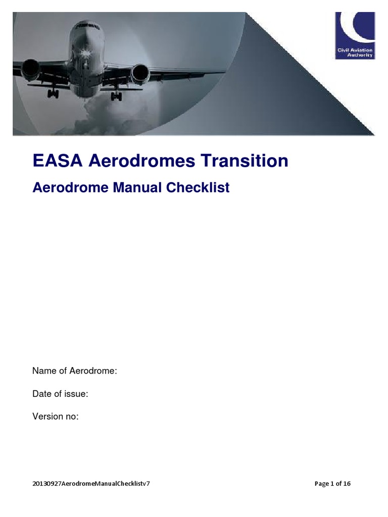 Aerodrome Manual Checklist | PDF | Runway | Emergency Management