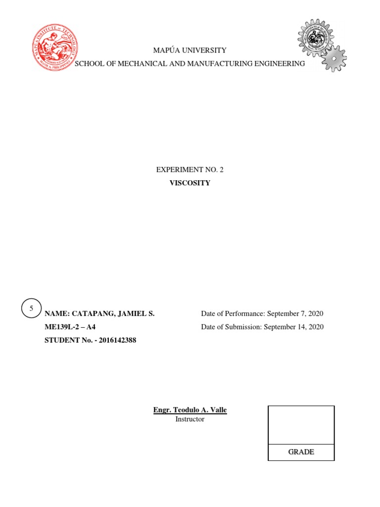 Experiment 2 (Viscosity - A4) | PDF | Viscosity | Soft Matter