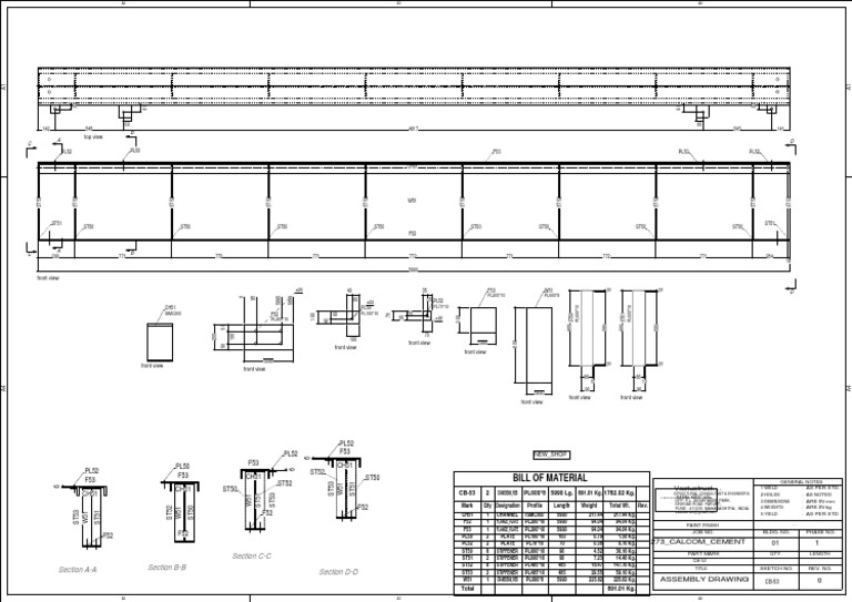 Section D-D Section C-C Section B-B Section A-A: Bill of Material | PDF ...