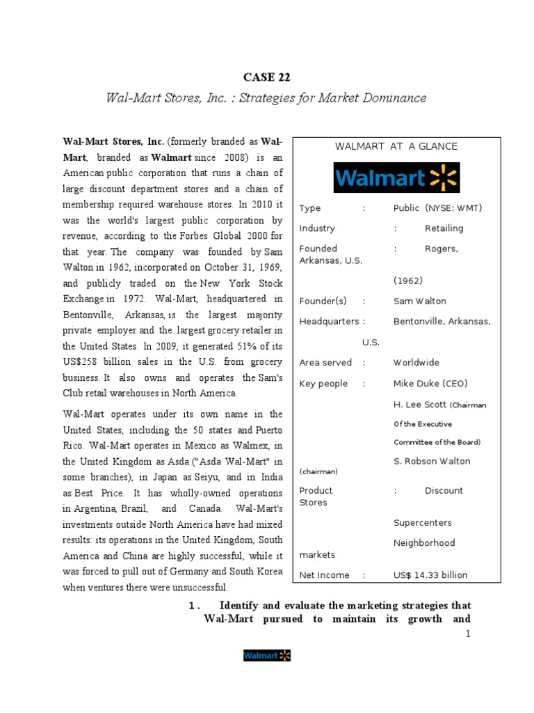 Walmart Case Study | PDF | Walmart | Strategic Management