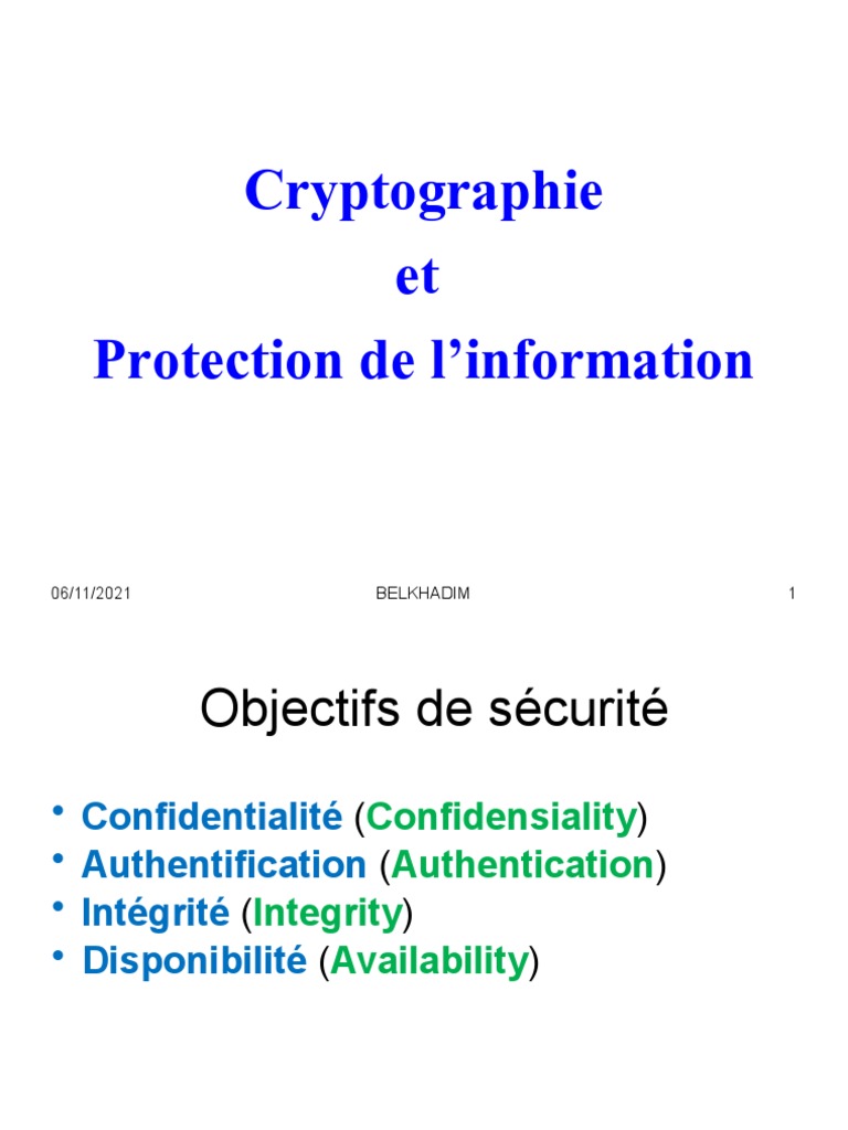 Cryprographie BELKHADIM - TMSIR | PDF | Public-key cryptography | Cryptage