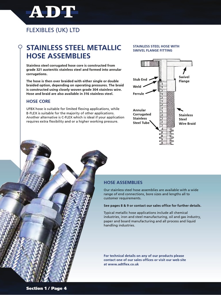 Stainless Steel Flexible Hose Assemblies | PDF | Hose | Stainless Steel