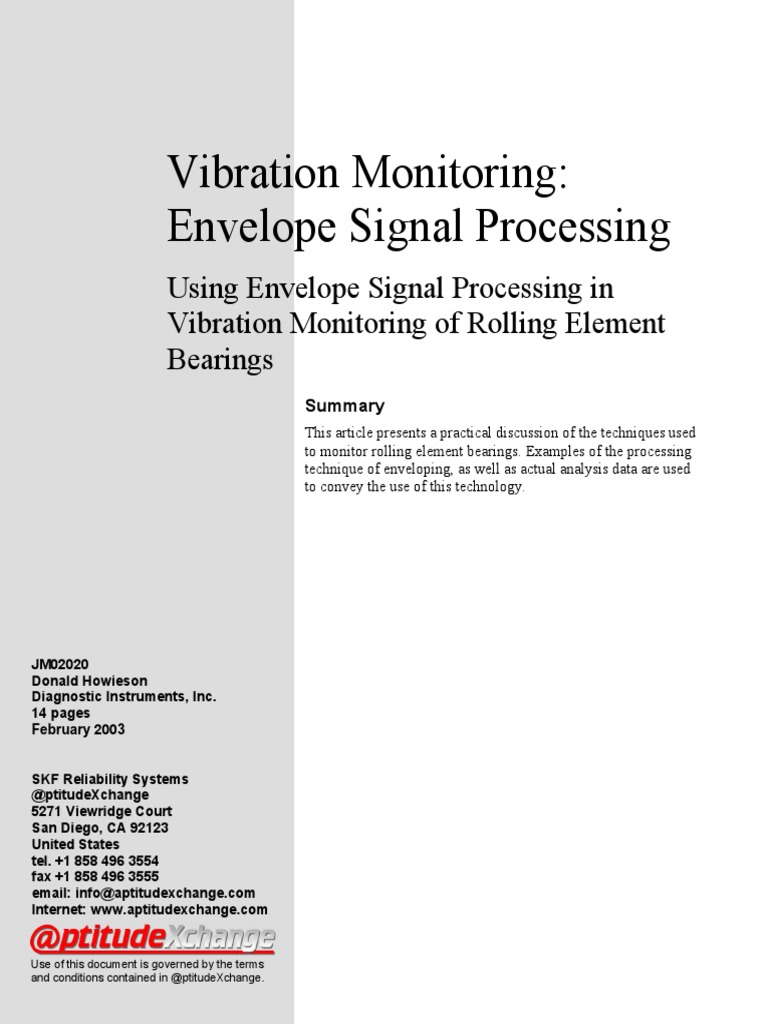 Vibration Monitoring: Envelope Signal Processing | PDF