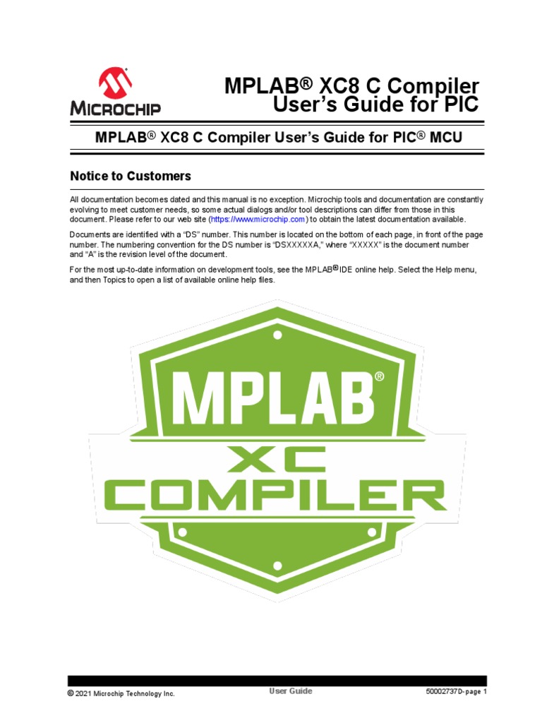 Mplab XC8 C Compiler User's Guide For PIC MCU | PDF | Data Type | Computer Engineering