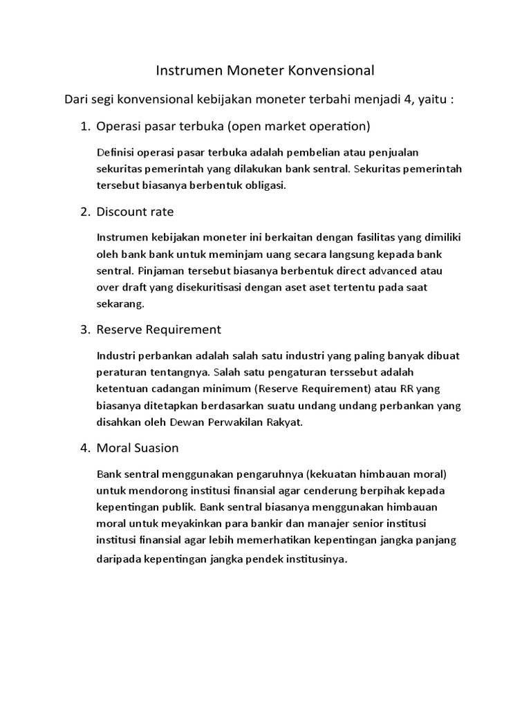 Instrumen Moneter Konvensional | PDF