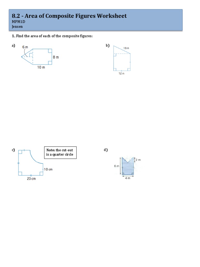 Composite Figures Worksheets Area Of Composite Shapes (Compound