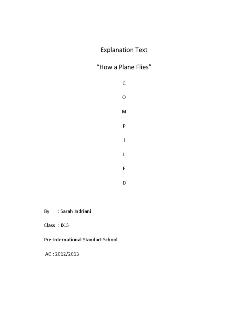 Explanation Text (How A Plane Flies) | PDF