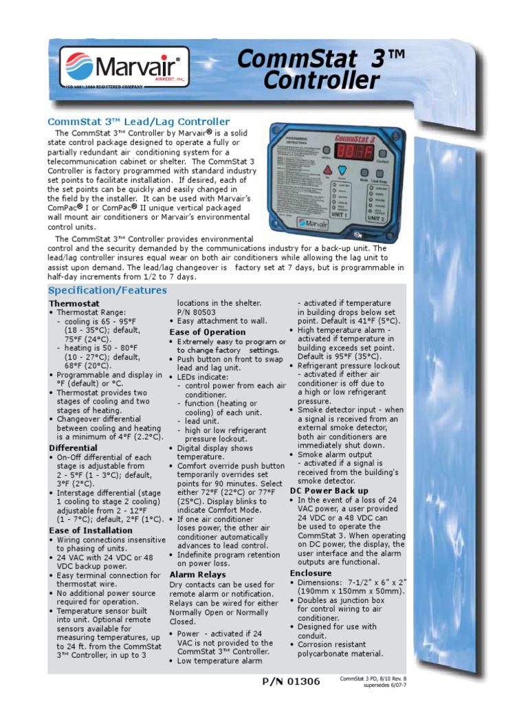Commstat 3™ Lead/Lag Controller | PDF | Switch | Thermostat