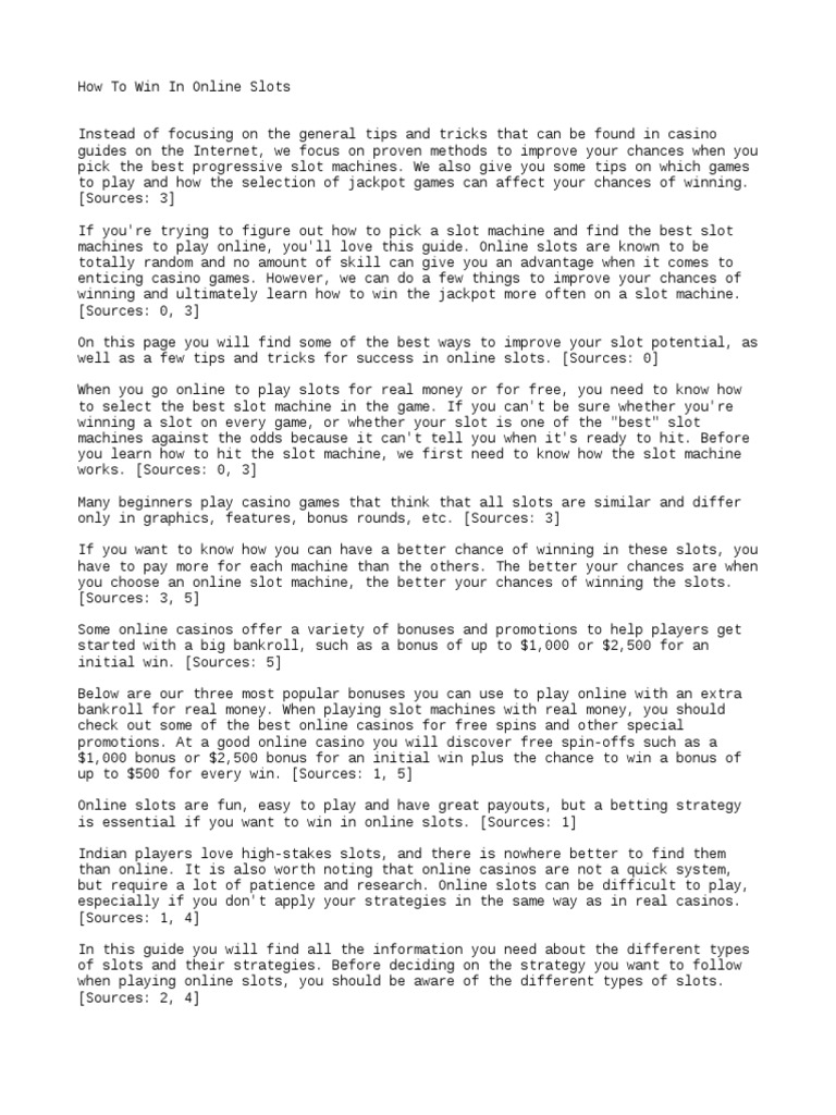 How To Win in Online Slots | PDF | Slot Machine | Gaming